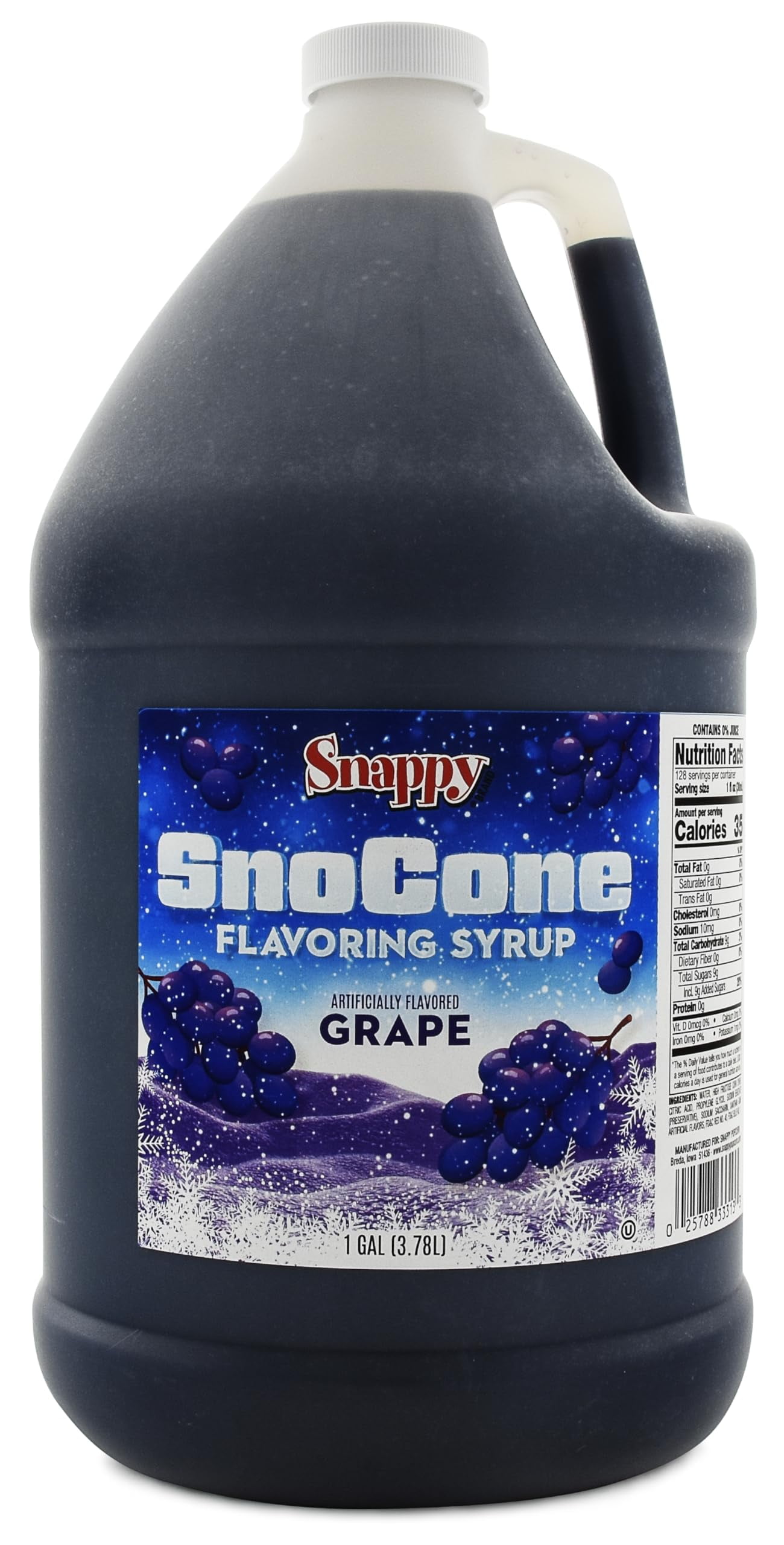 Snappy Grape Sno Cone IEF31 Syrup, 1 Gallon (128 ounces) Size, Ready to ...