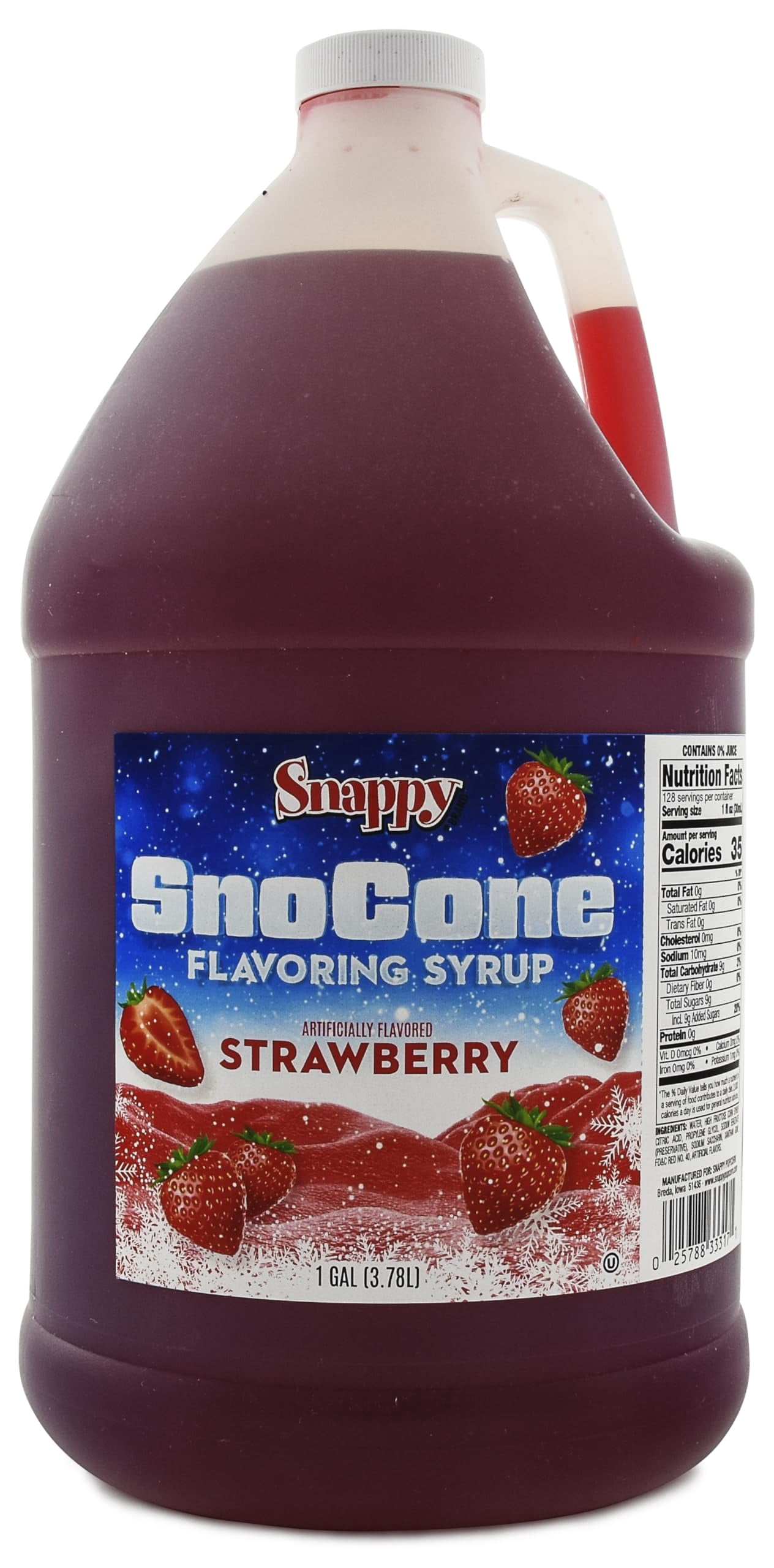 Snappy Strawberry Sno Cone DEF29 Syrup, 1 Gallon (128 ounces) Size ...