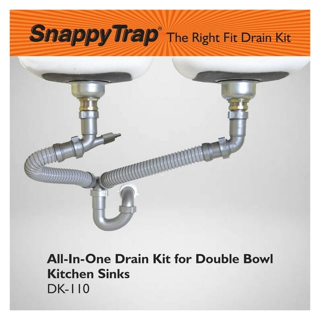 Snappy Trap 1 1/2" All-In-One-Drain Kit for Double Bowl Kitchen Sinks ...