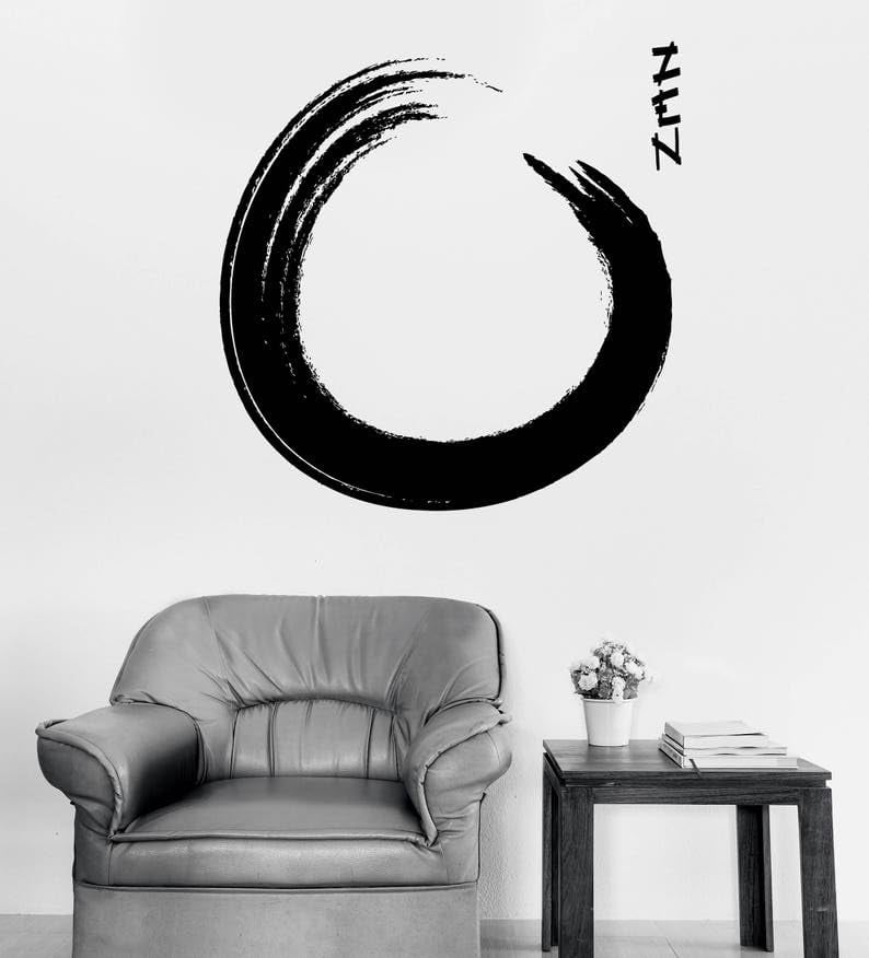 SnappySticker Buddhism Calligraphy Circle Enso Zen Wall Sticker PVC ...