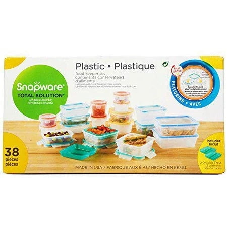 Snapware Large Plastic Food Storage Containers Set, Round, Rectangular ...