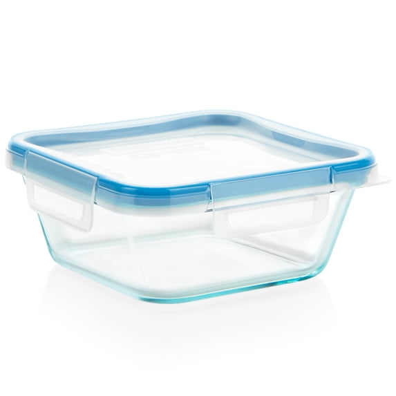Snapware Glass Food Container, 4-Cup Square, Airtight Lid, Microwave ...