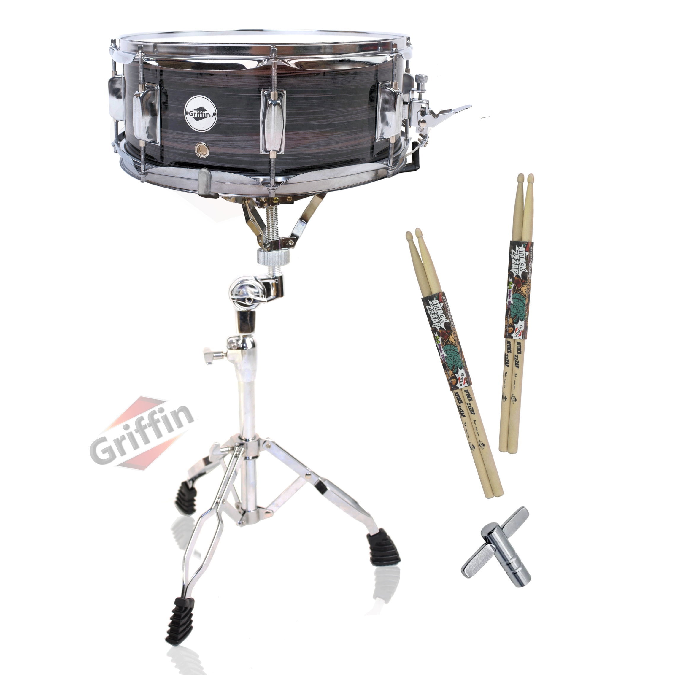Snare Drum Kit by Griffin Includes Snare Stand, 2 Pairs of Maple Drum ...