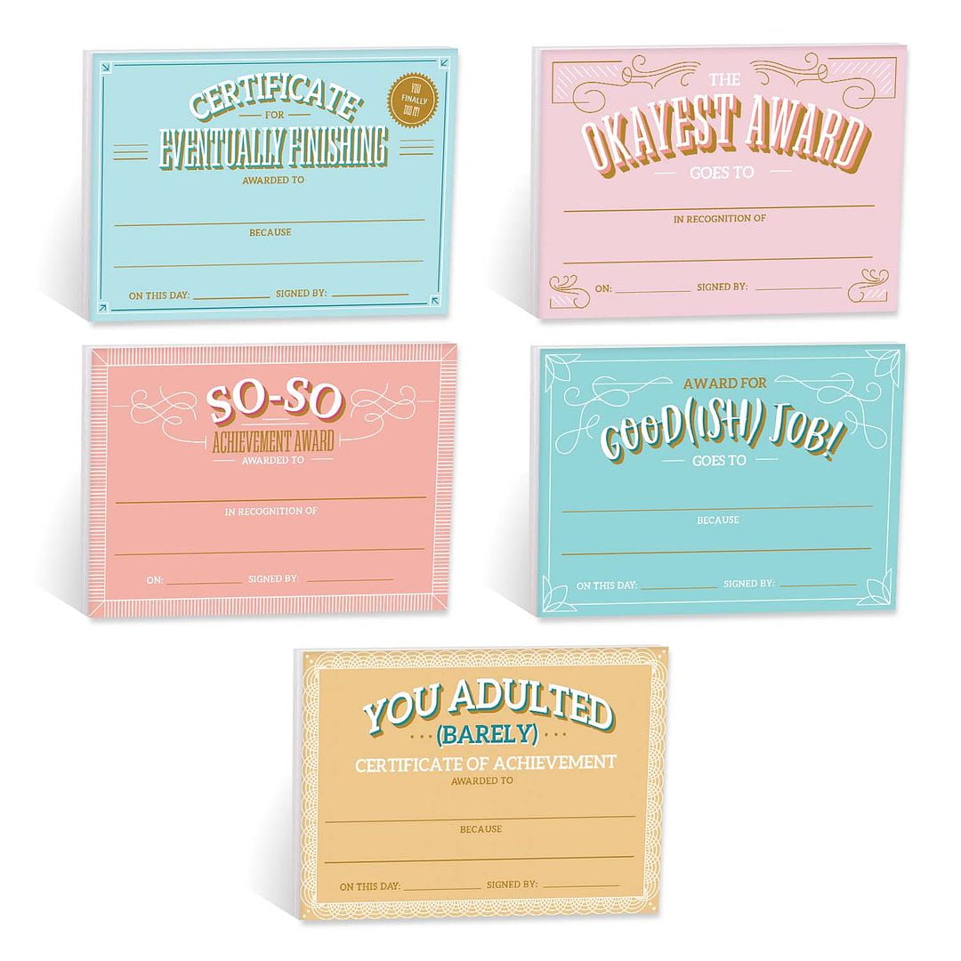 Snarky Achievement Certificate Fill In Sticky Note Pads / 6" x 4 ...