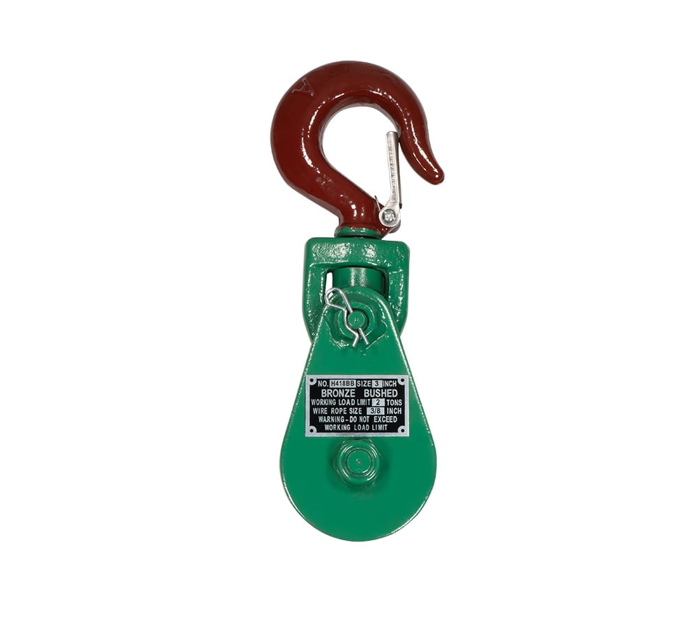 Snatch Block with Hook WLL 2 Ton 3" Sheave 3/8" Inch Wire Rope Wrecker ...