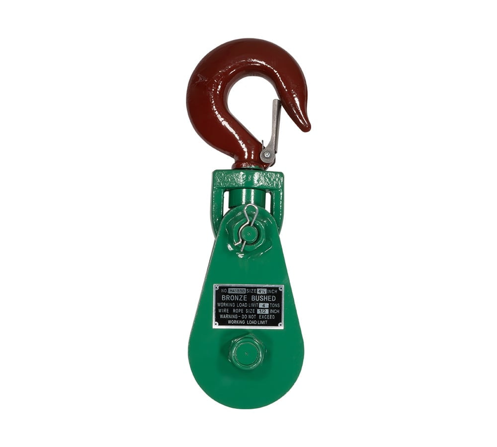 Snatch Block with Hook WLL 4 Ton 4 1/4" Sheave 1/2 Inch Wire Rope ...