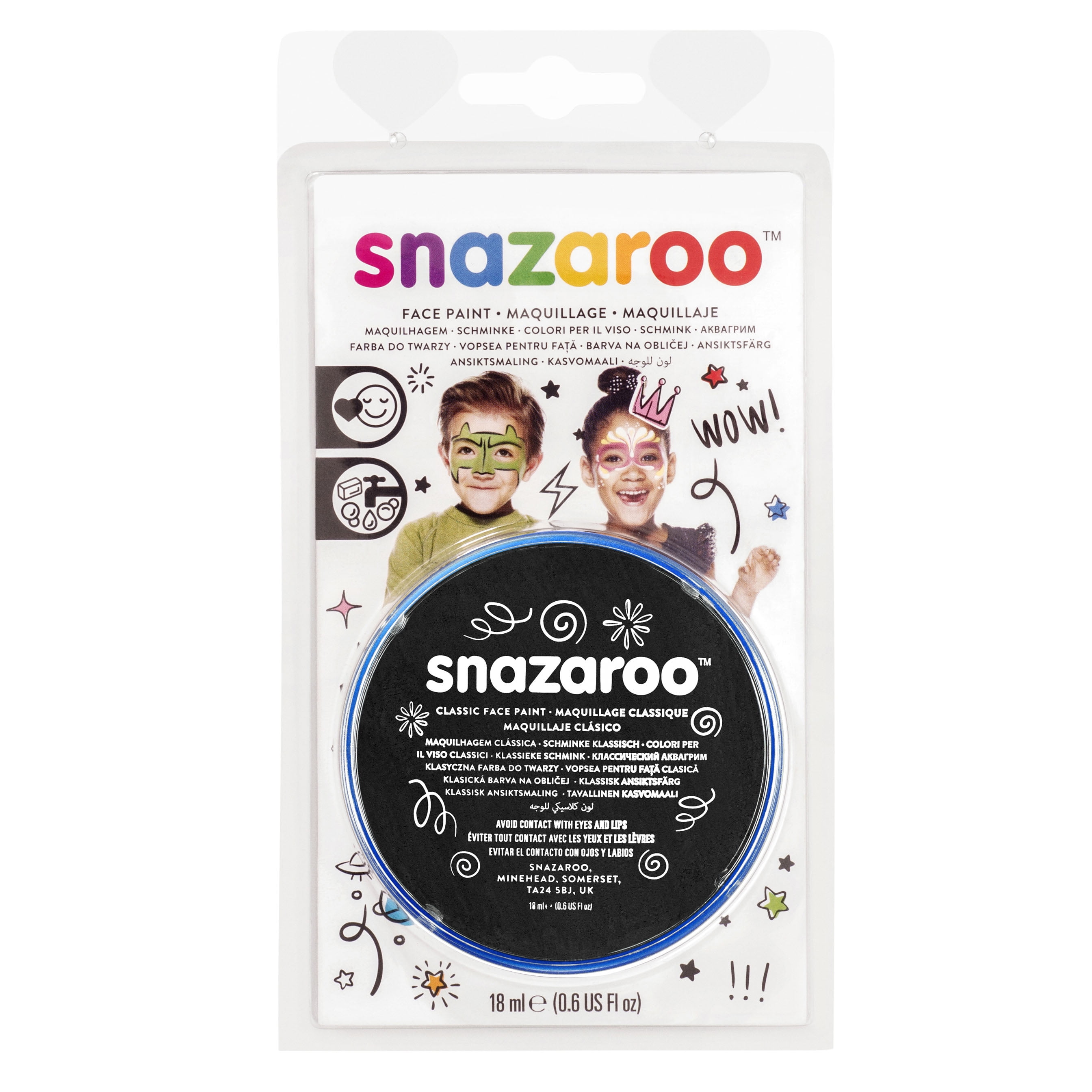 Snazaroo Face Paint, Classic Color, 18ml, Black, Carded Packaging ...