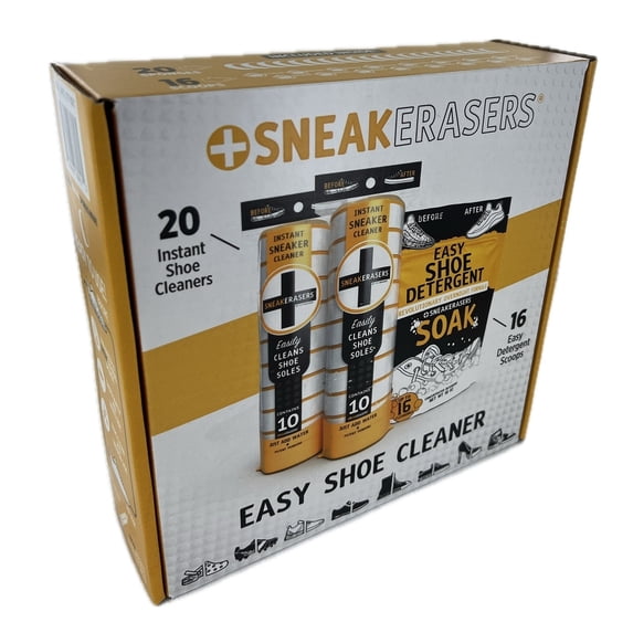 SneakErasers Easy Shoe Cleaner Kit, 10 Ounce with 20 Instant Cleaning ...