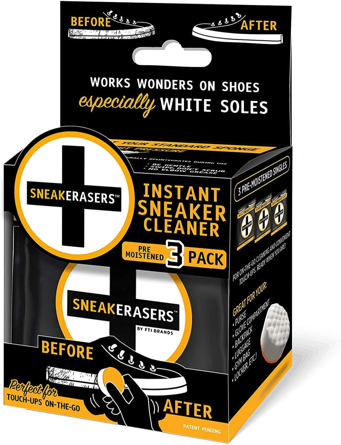 SneakERASERS Pre-Moistened Shoe Cleaning Sponge, 3-Pack - Walmart.com