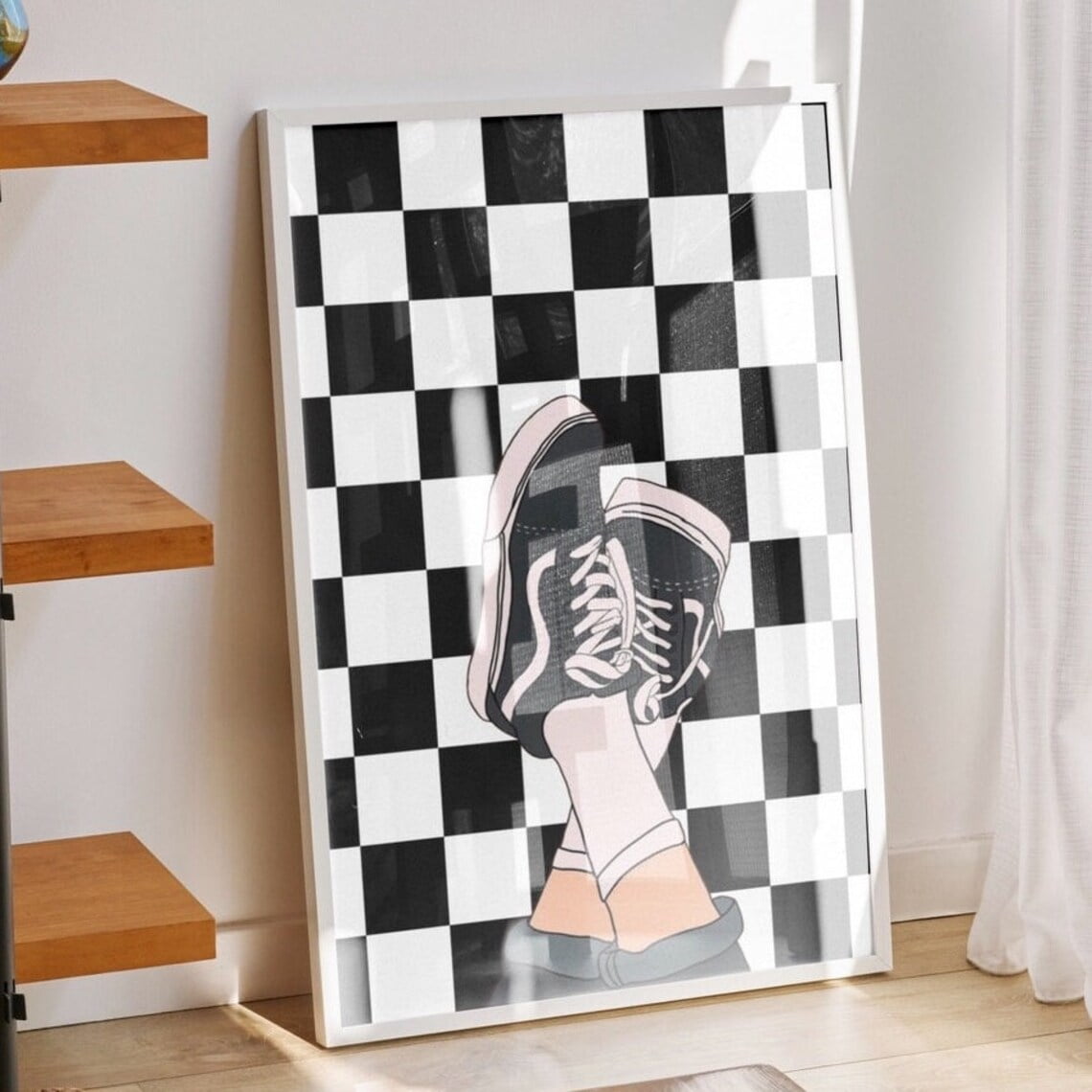 Sneaker Art Poster Checkerboard Shoes, Emo Goth Room Decor, 12x18 ...