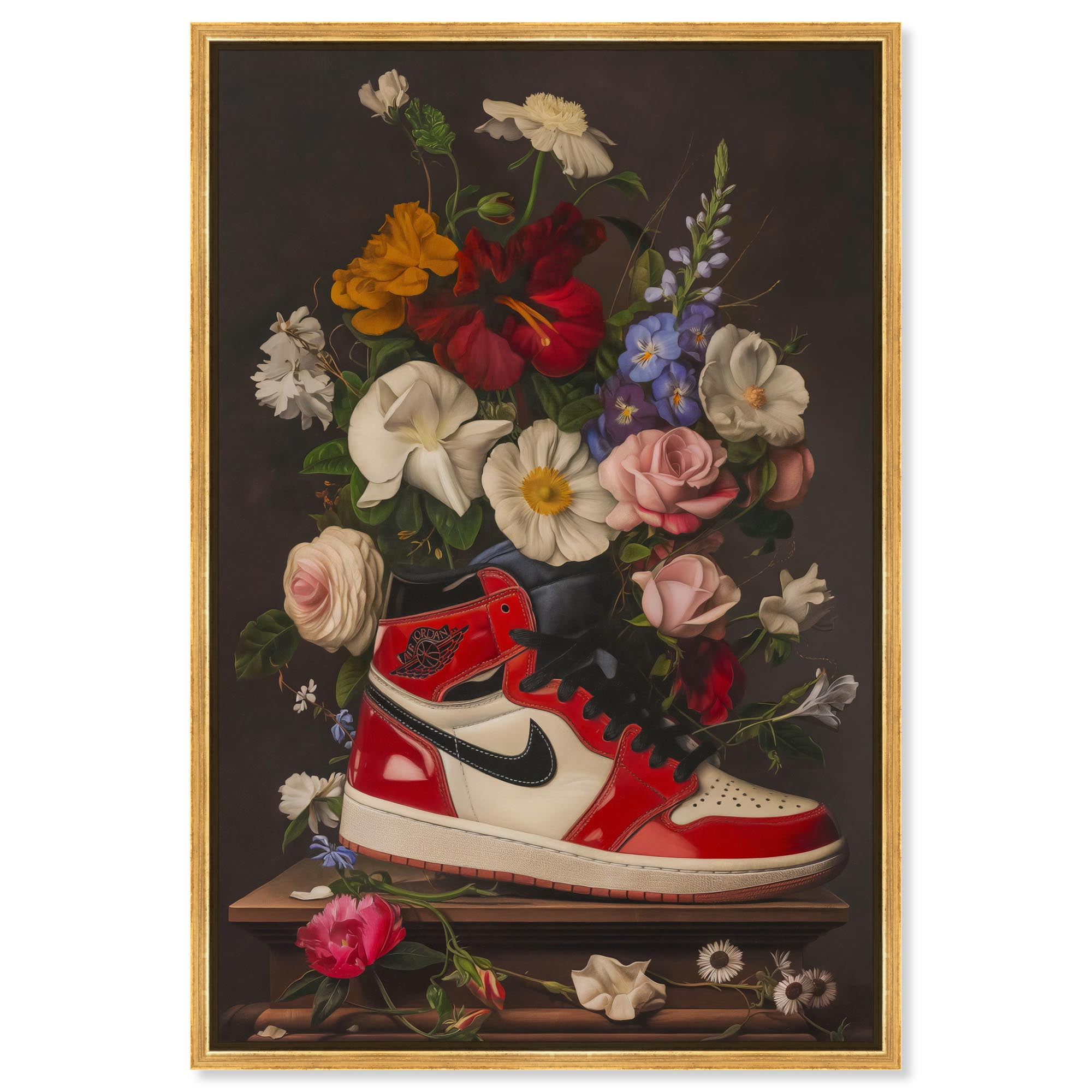Sneaker Bouquet II Canvas Modern Sneaker Art by Art Remedy, Gold Frame ...