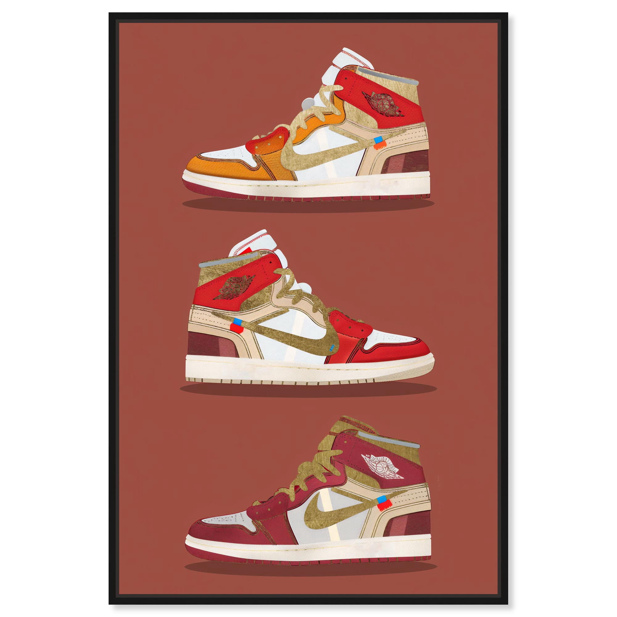 Sneaker Lineup Red Canvas Sneakerhead Posters by Art Remedy, Black ...