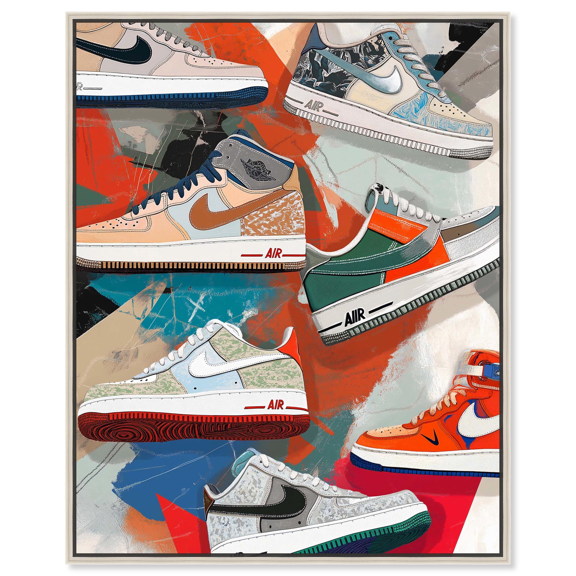 Sneaker Paint Collage Canvas Trendy Sneaker Art by Art Remedy, Silver ...