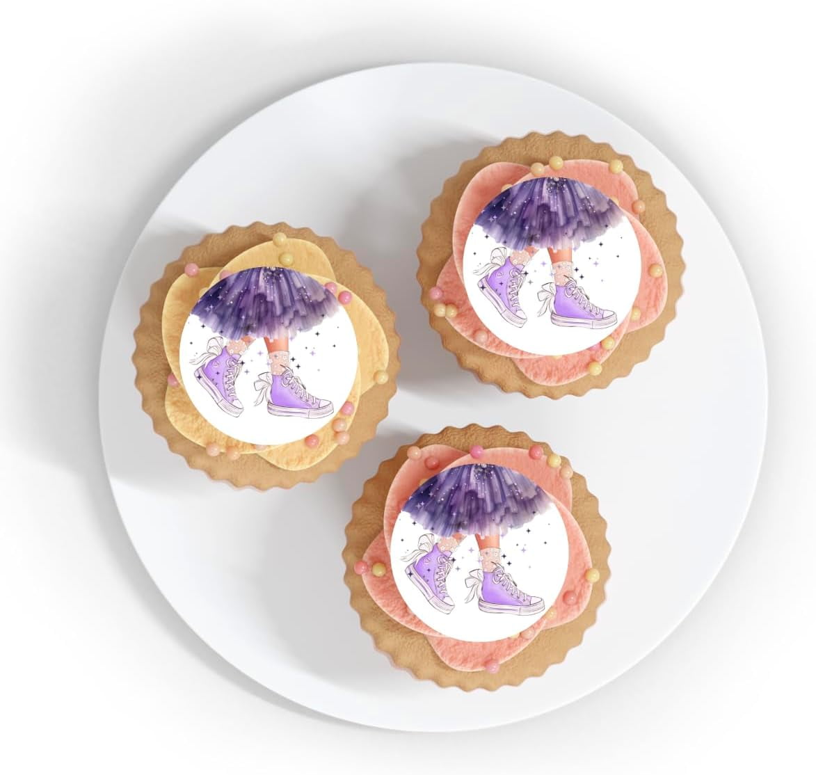 Sneaker Purple Dress LIGHT Girls Birthday Edible Cupcake Topper ...