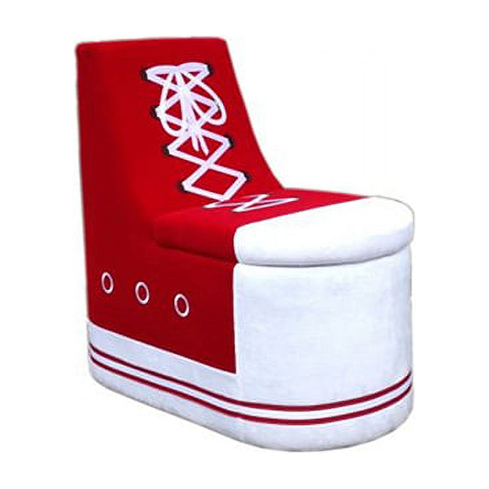 Sneaker Shoe Shaped Wooden Chair with Storage, Red and White- Saltoro ...