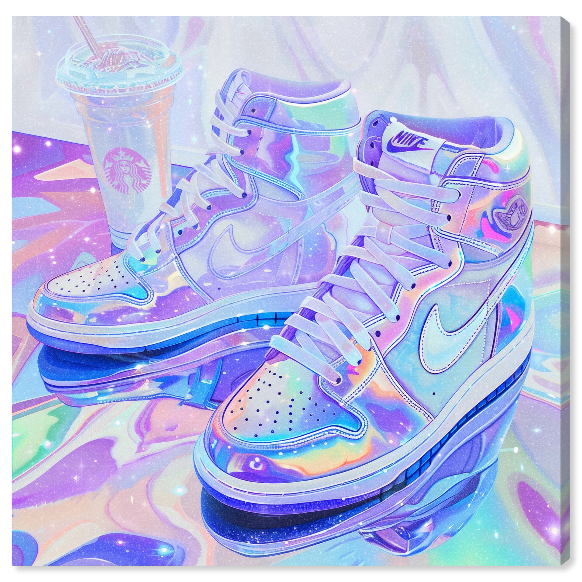 Sneakers and Iced Coffee in Neons Canvas Urban Art Prints by Notoriart ...