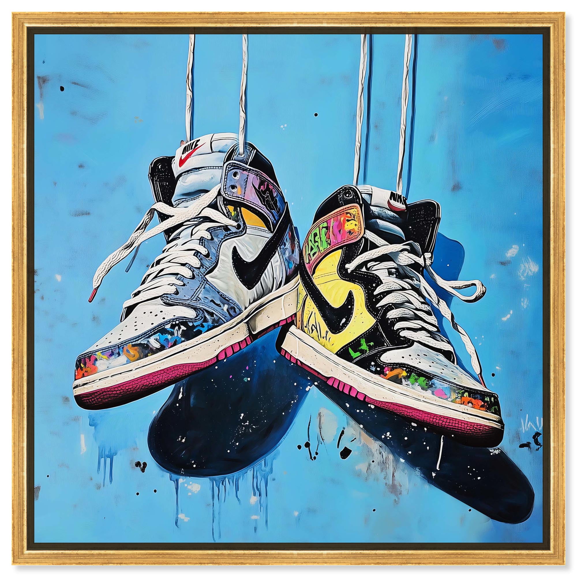 Sneakers and Laces Canvas Sneaker Posters by Art Remedy, Gold Frame, 40 ...