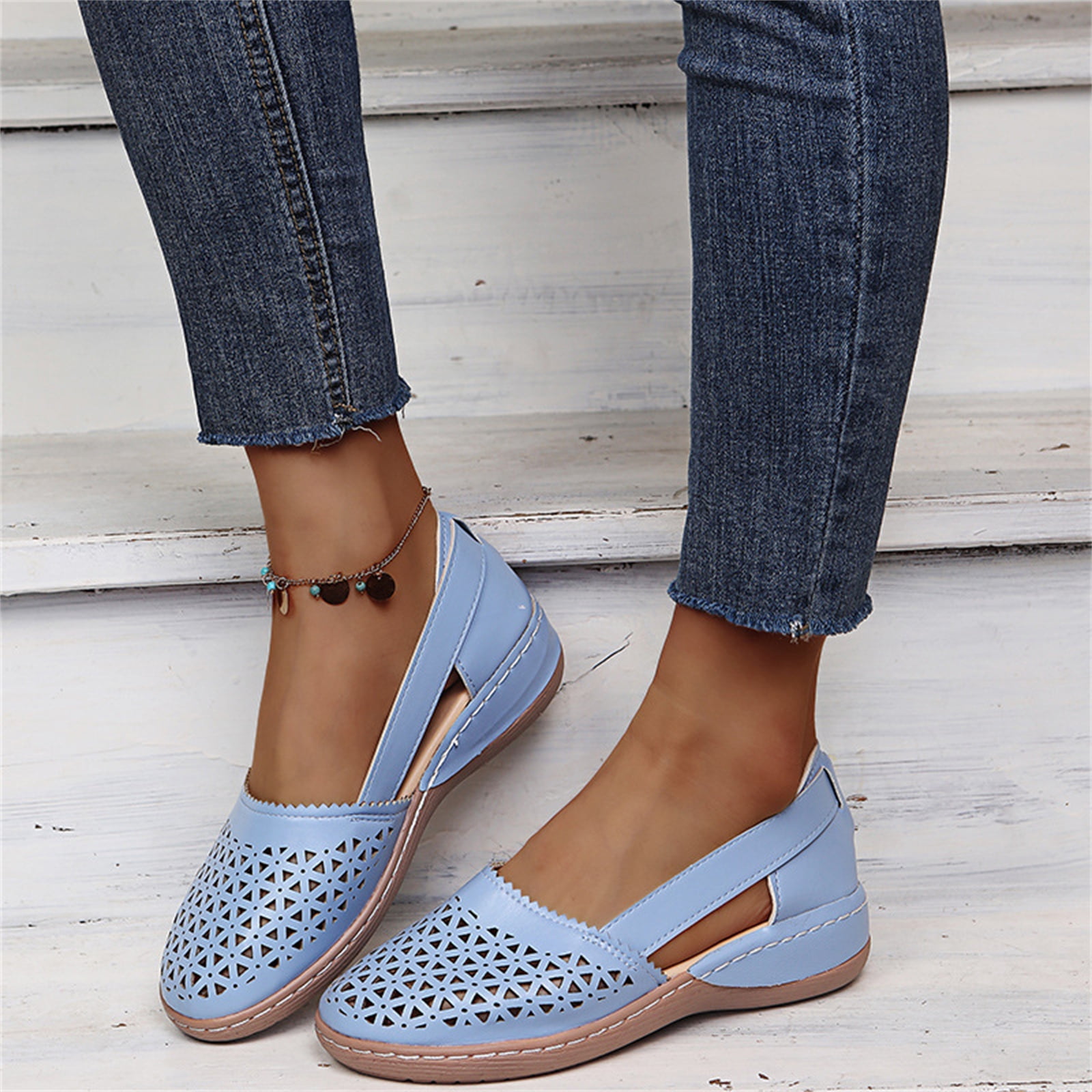 Sneakers for Women Clearance Sale Slip on Canvas Shoes Low Top Non Slip ...