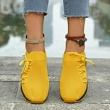 ZunFeo Sneakers for Women Soft Knitted Slip on Shoes Lace-up Flat ...