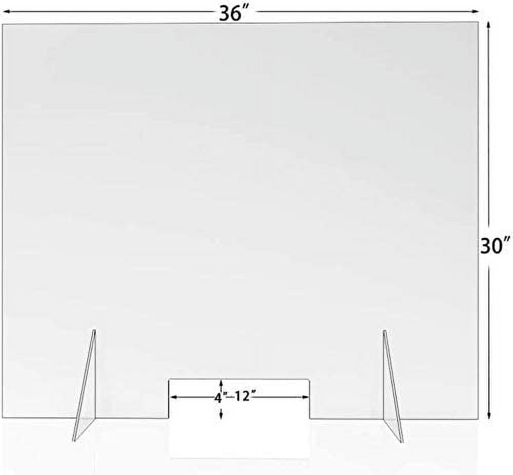 Sneeze Guard 36" Wide x 30" High Premium Protective Freestanding Shield ...