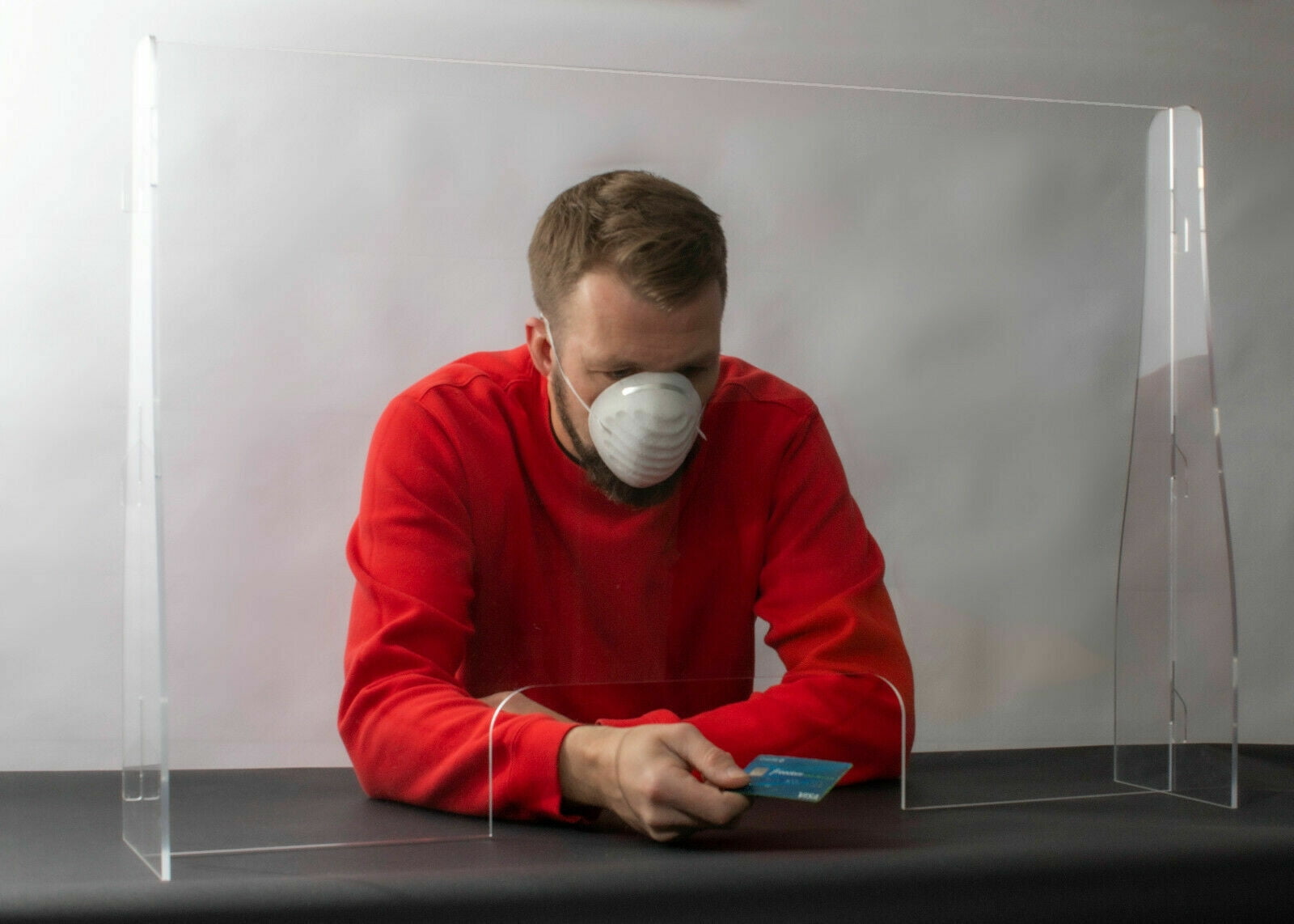 Sneeze Guard – 36” x 24” Portable Freestanding Shield with Access Hole ...