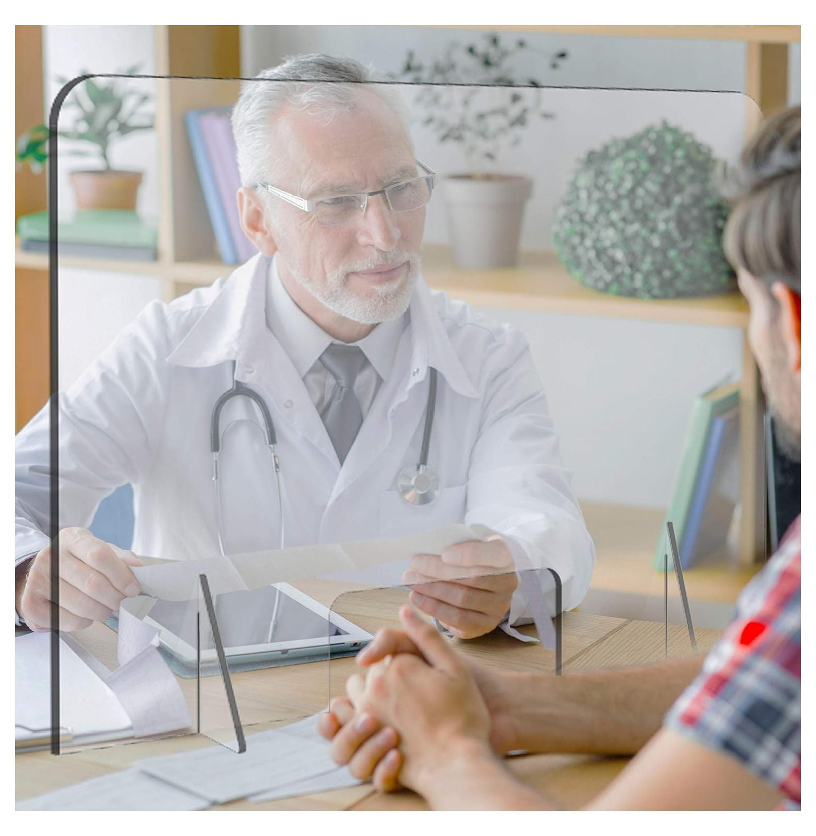 - Sneeze Guard Panel for Desk, Counter and Table, Portable Plexiglass ...