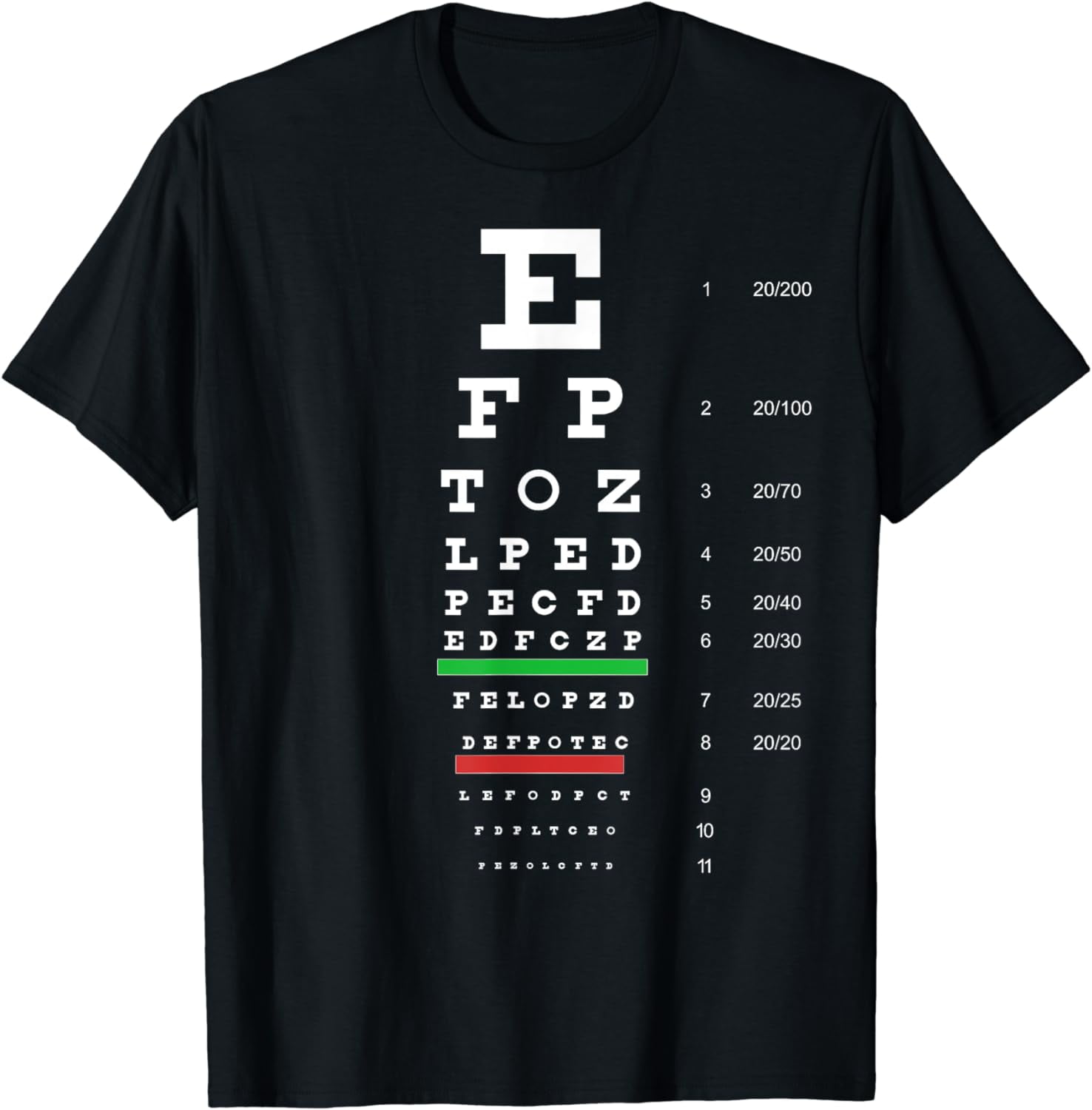 Snellen Eye Chart Test T-Shirt - Walmart.com