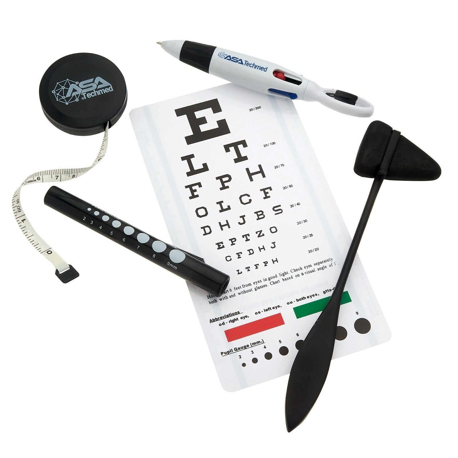 Snellen Eye Chart w Penlight Pupil Gauge, Taylor Hammer, Pen ...
