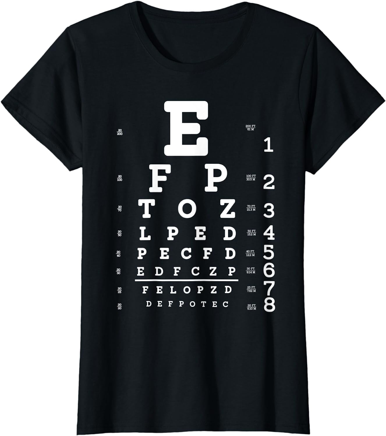 Snellen Test Chart Optometry Eye Exam T Shirt - Unisex - Walmart.com