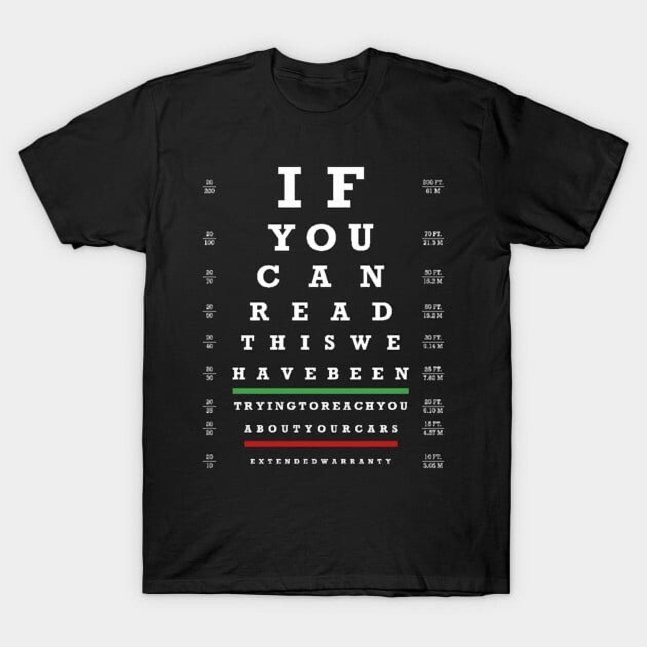 Snellen Warranty Funny Eye Chart Optometrist Humor Graphic, H6136 T ...