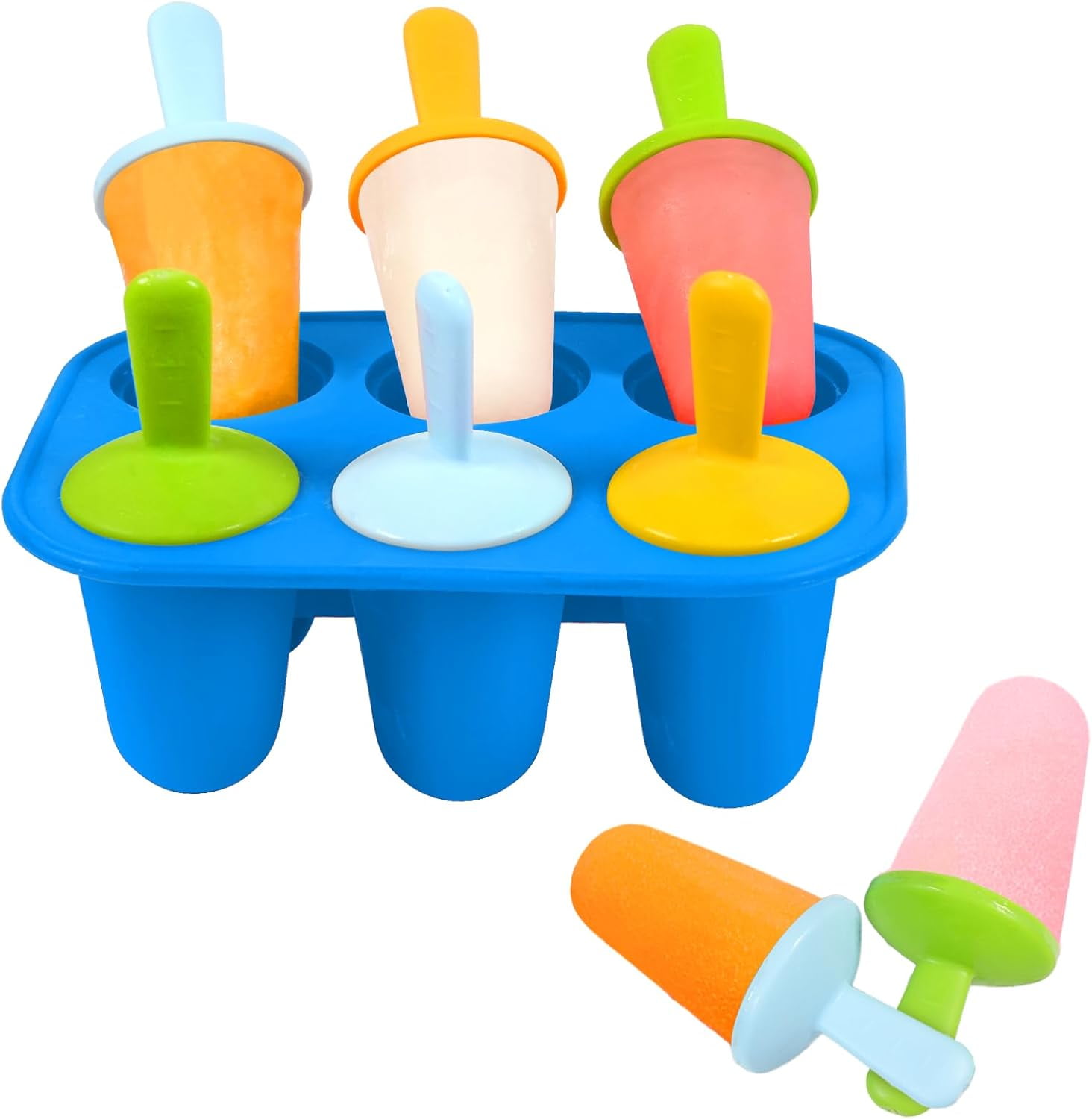 Snfy Silicone Popsicles Molds for Toddlers, 6-Cavity Non-BPA Premium ...