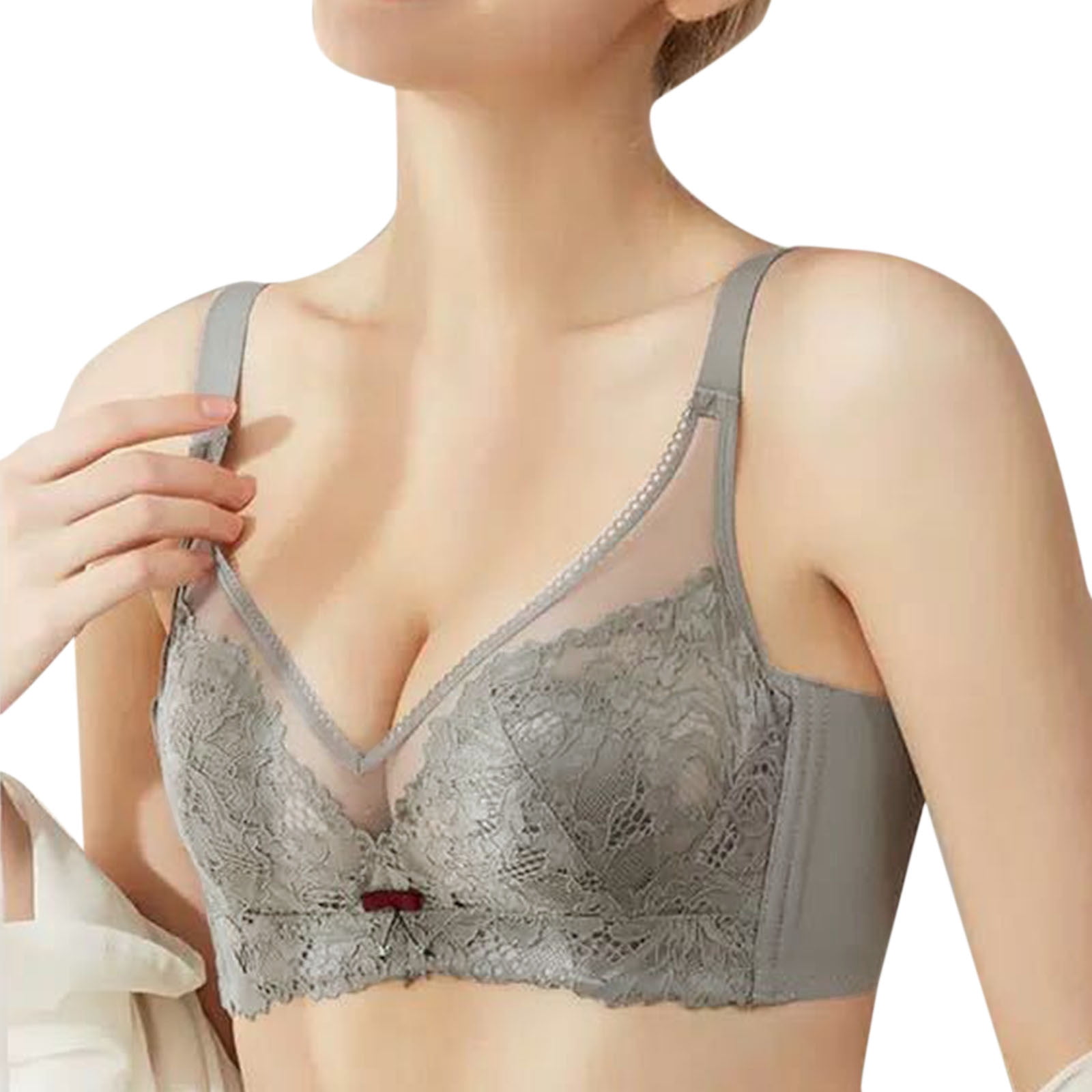 Sngxgn Comfort Wireless Lace Bralette for Women, Light Padded Bra, Longline Bralette with Soft C ...