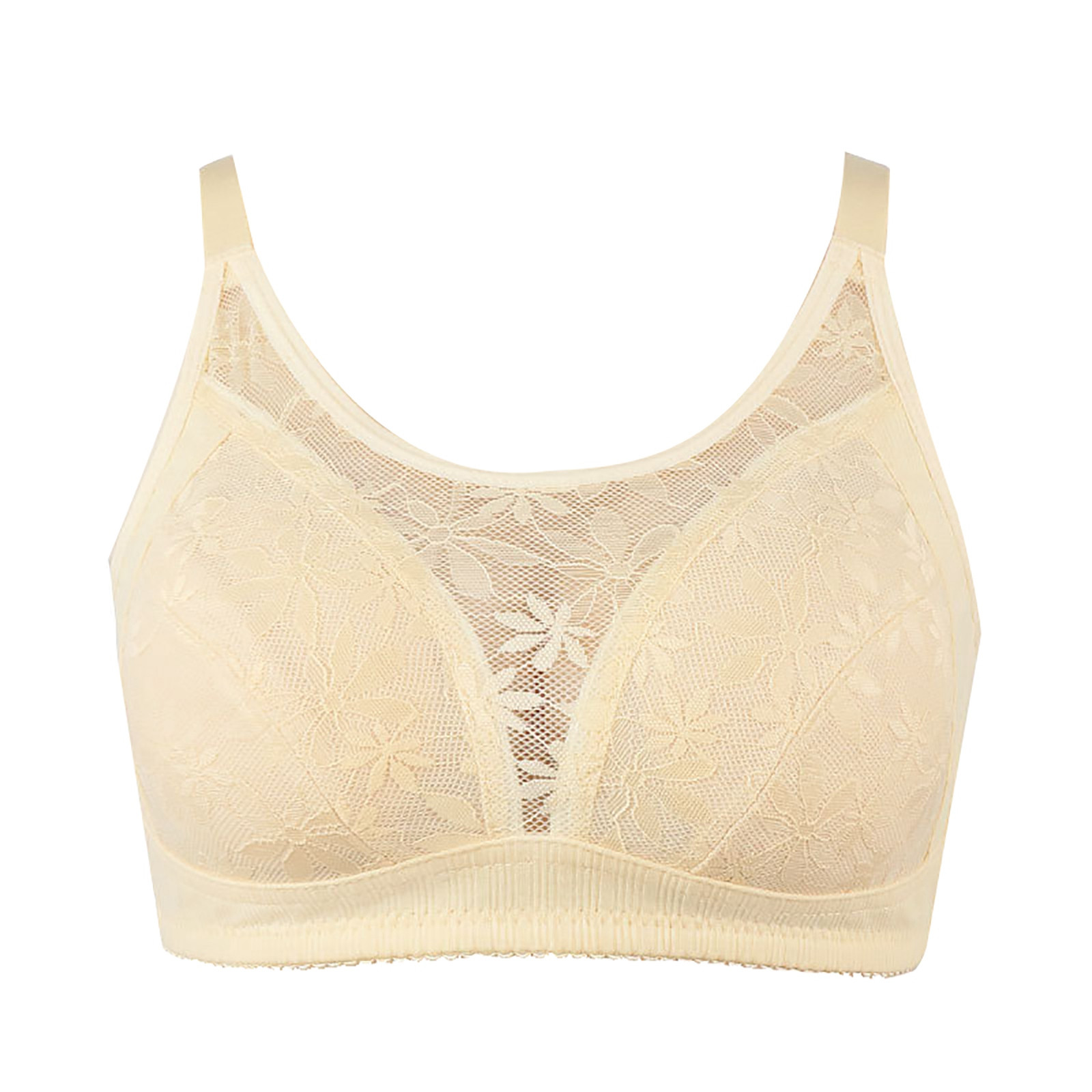 Sngxgn Double S upport Wireless Bra, Lace Bra with Stay-in-Place Straps ...
