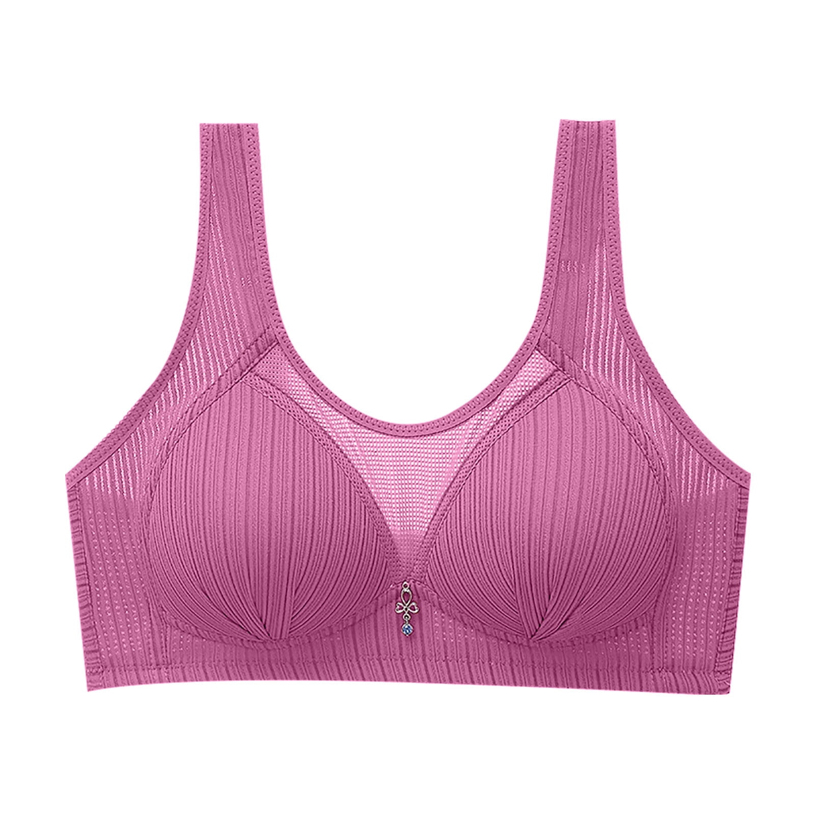 Sngxgn Double S upport Wireless Bra, Lace Bra with Stay-in-Place Straps ...