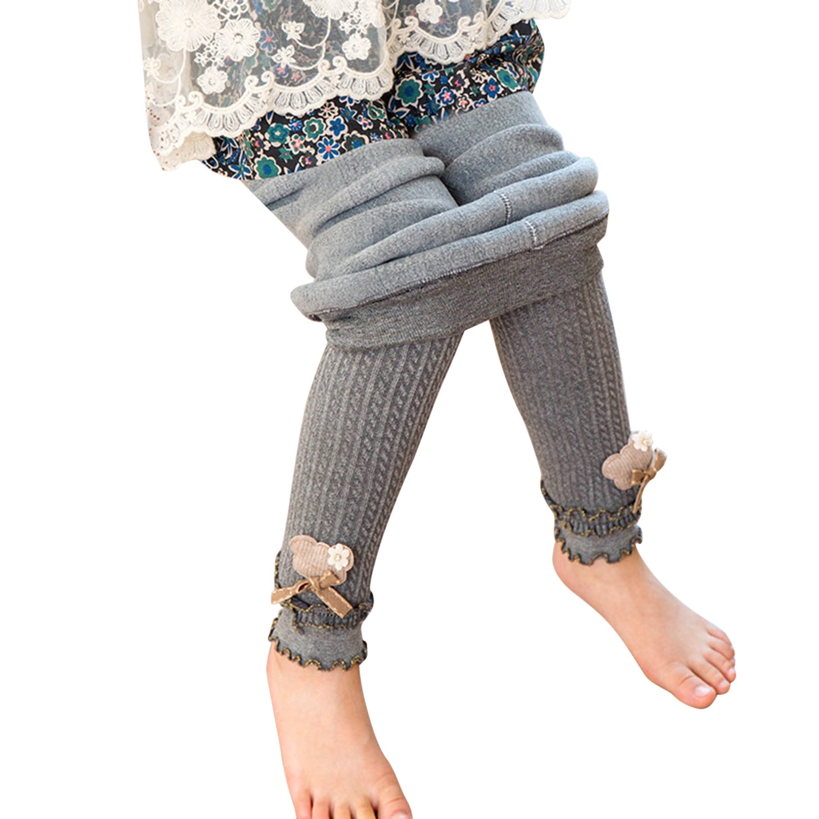 Sngxgn Girls Lined Leggings Stretchy Pants Warm Full Length Tights ...