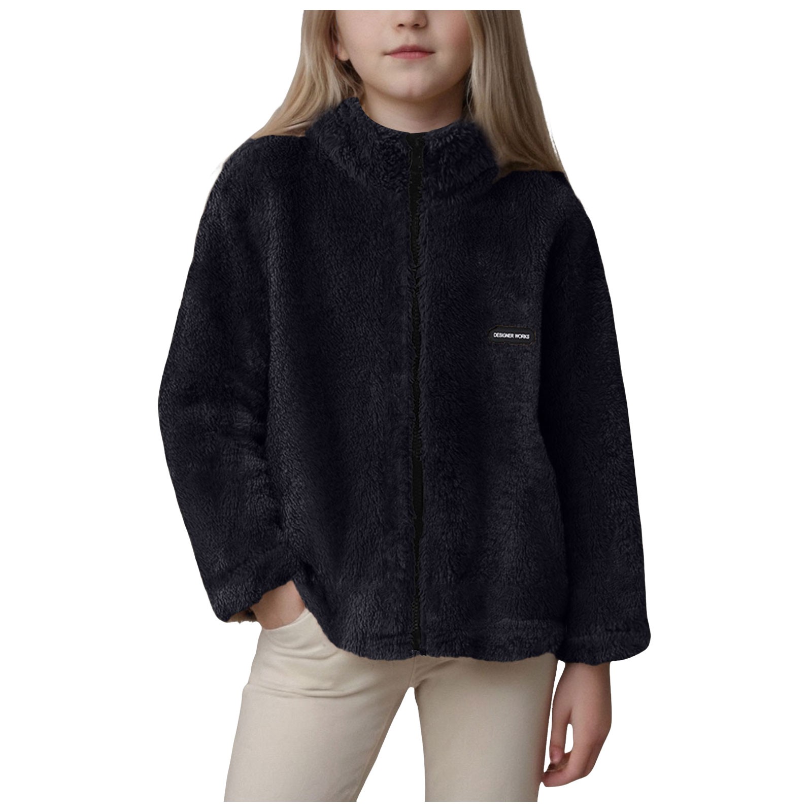 Sngxgn Girls' Jacket - Soft Fleece Sherpa Lined Zip Up Hoodie Jacket ...
