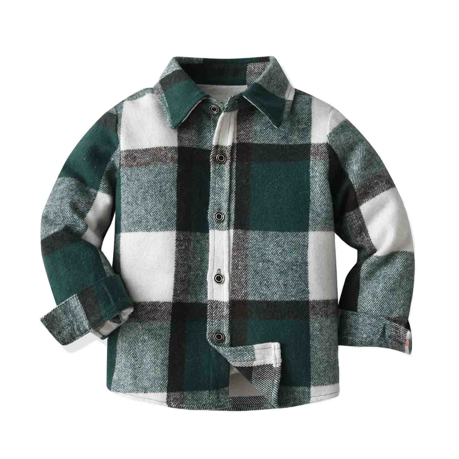 Sngxgn Girls Long Sleeve Flannel Shirts Button Plaid Shacket Jacket ...