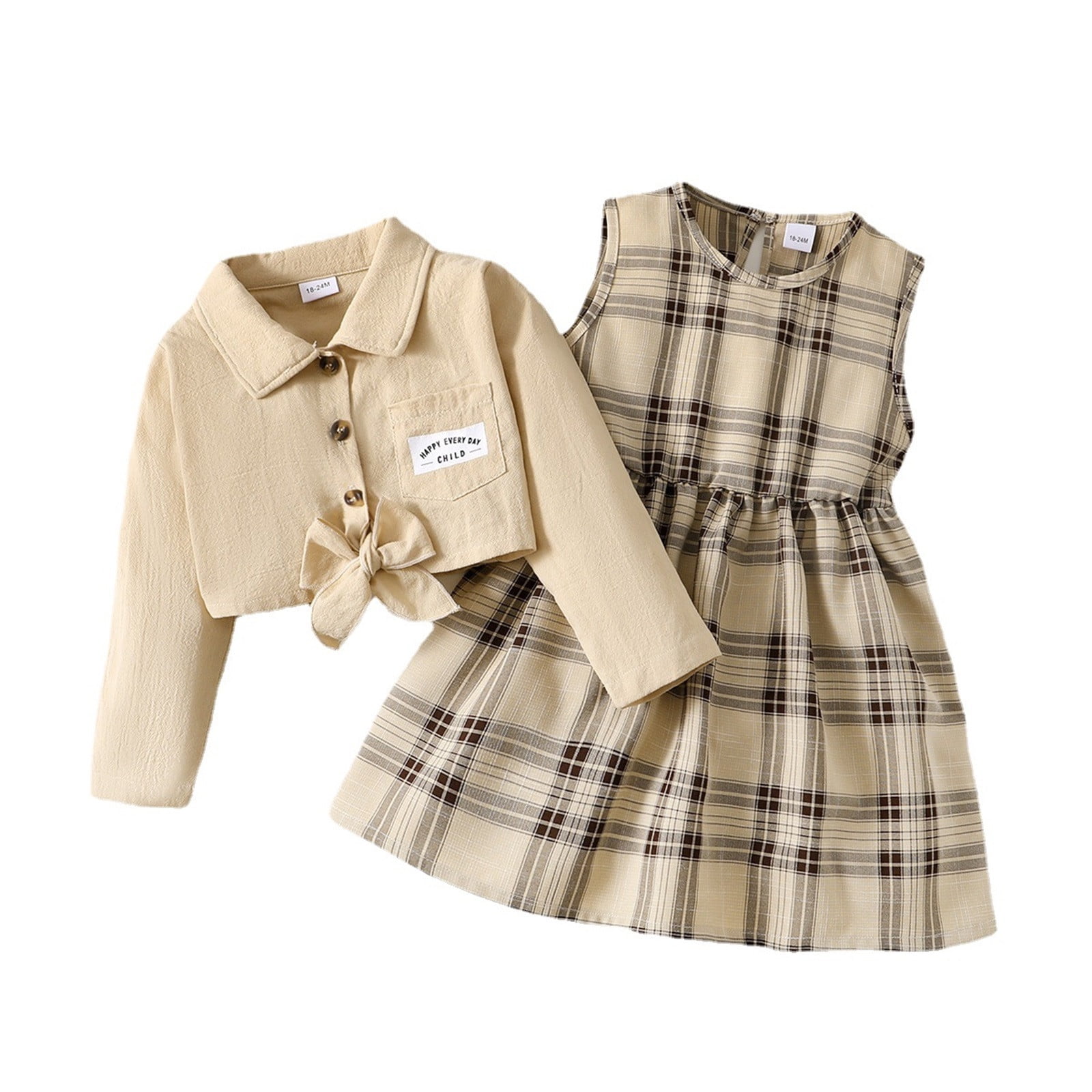 Sngxgn Girls Pleated Skirt Set 2 Piece Outfit Dresses Long Sleeve Top ...