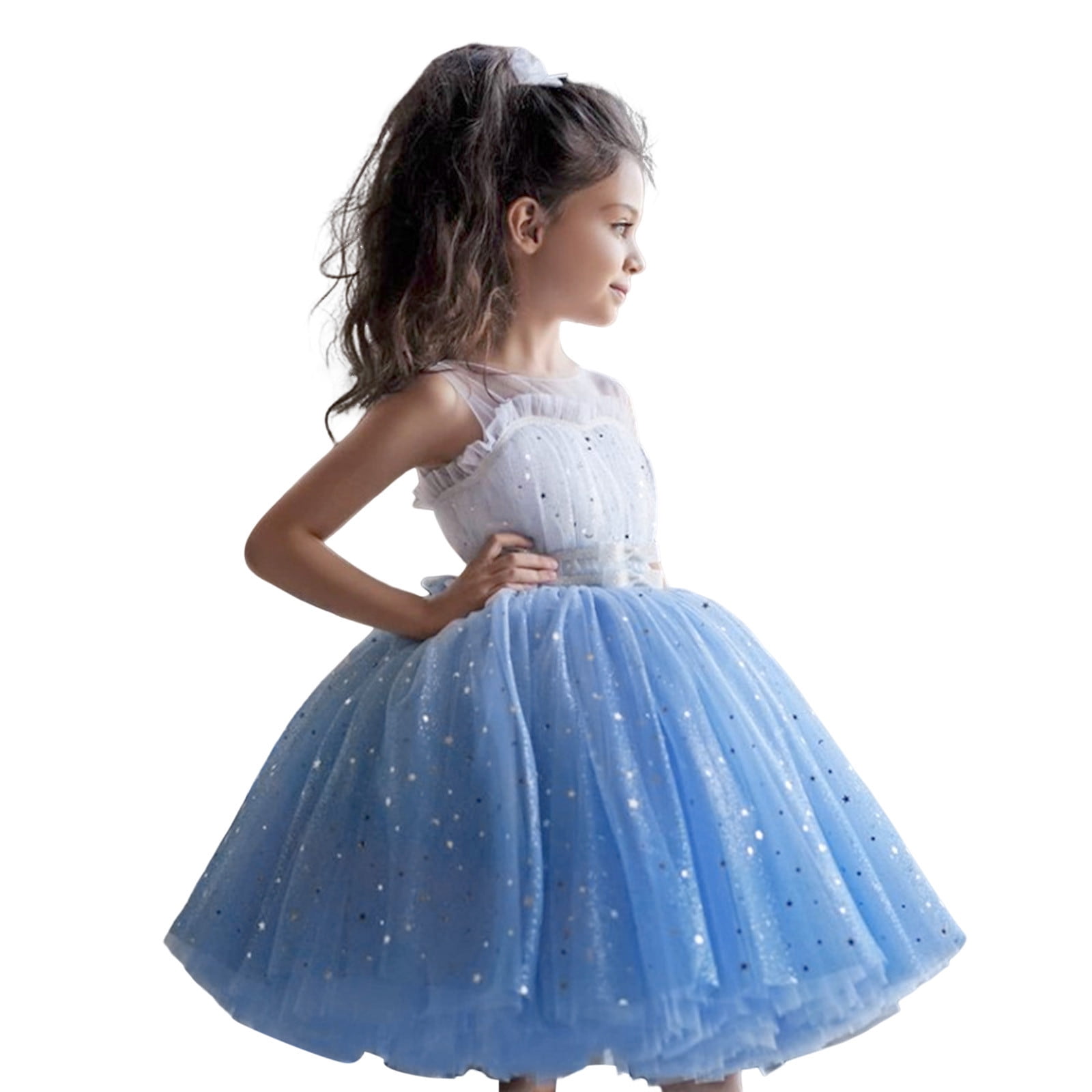 Sngxgn Girls' Sleeveless Party Dress, Fit and Flare Silhouette, Round ...