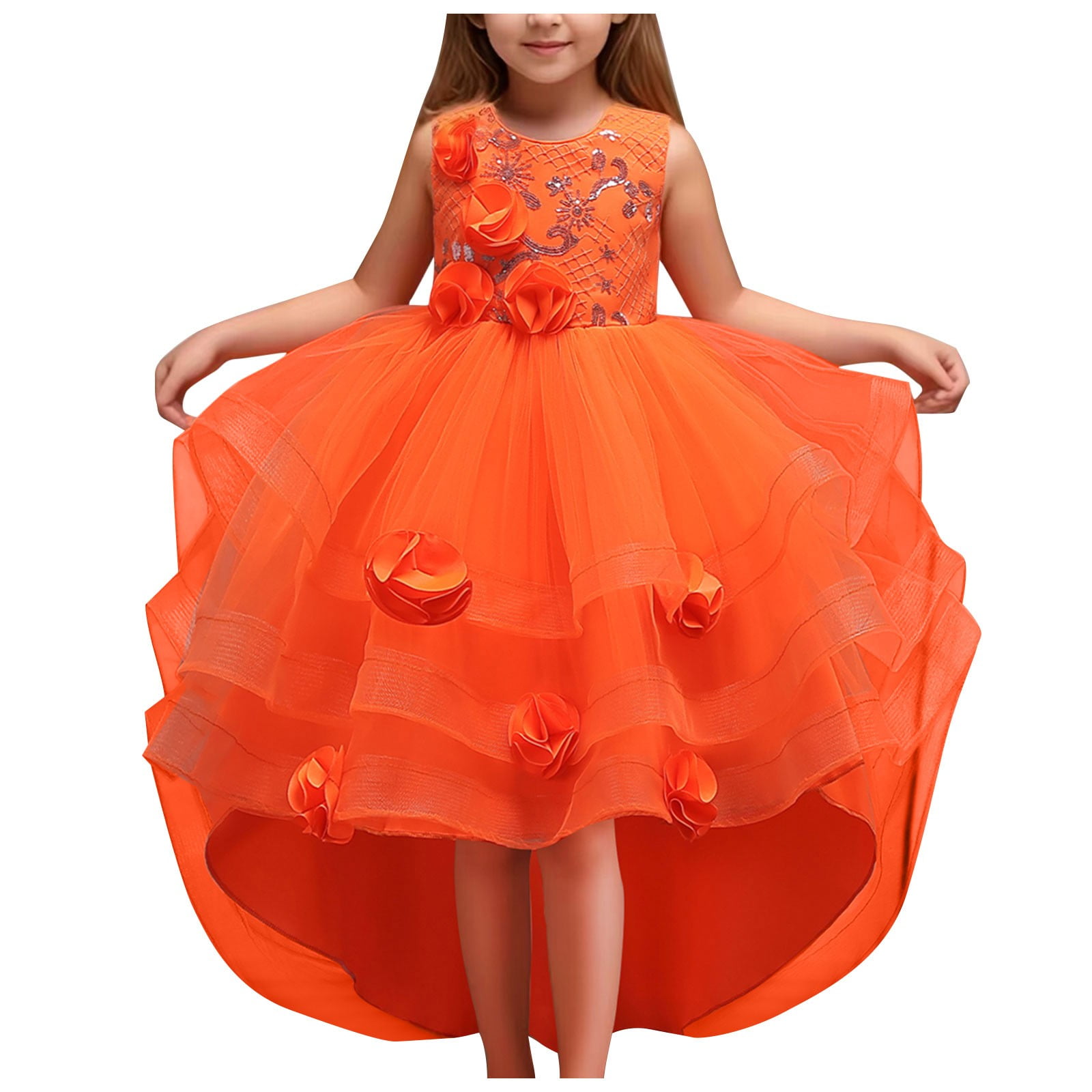 Sngxgn Little Big Girls’Tulle Retro Vintage Dresses Flower Lace Pageant ...