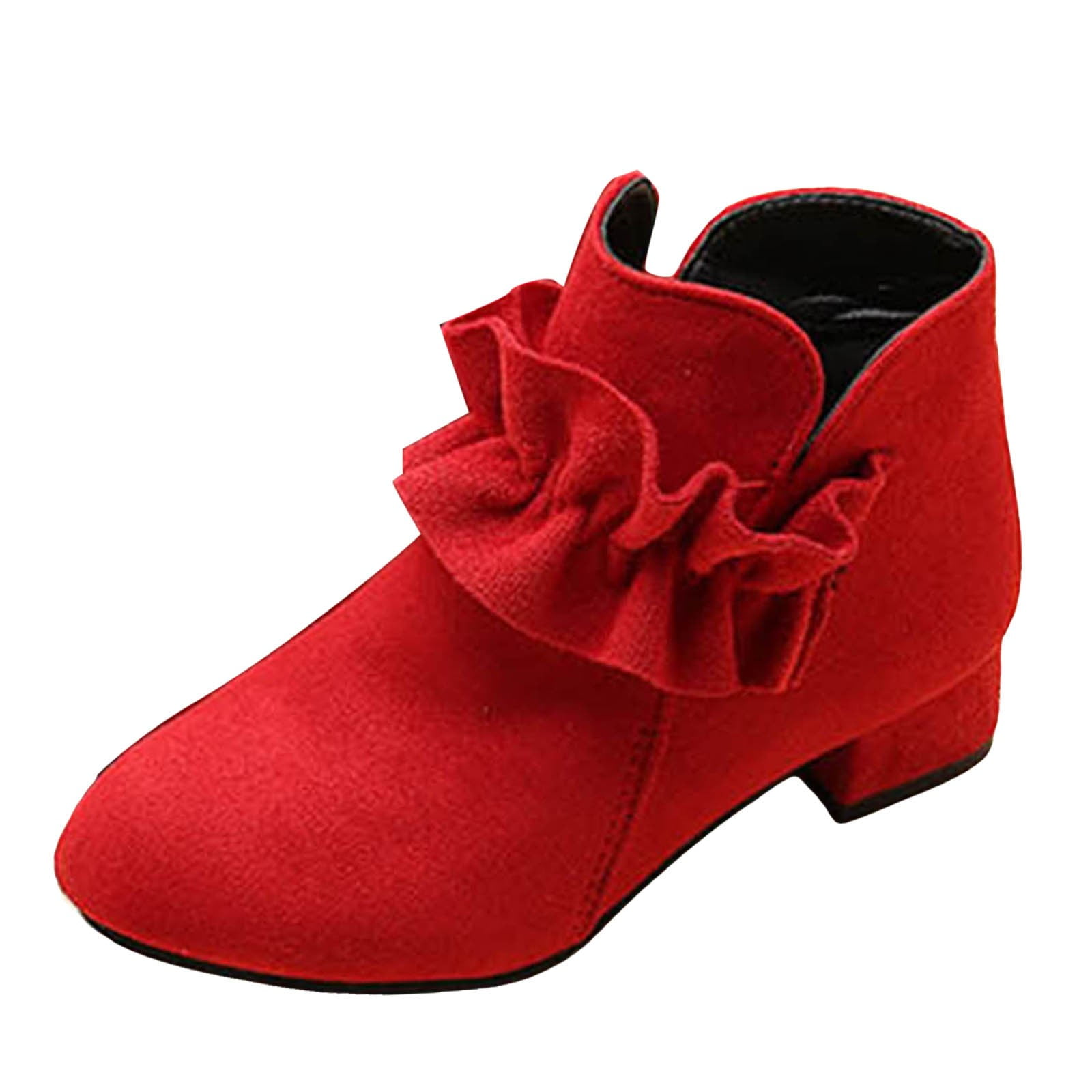 Sngxgn Little Girls Low Stacked Heel Round Toe Ankle Booties With Side ...