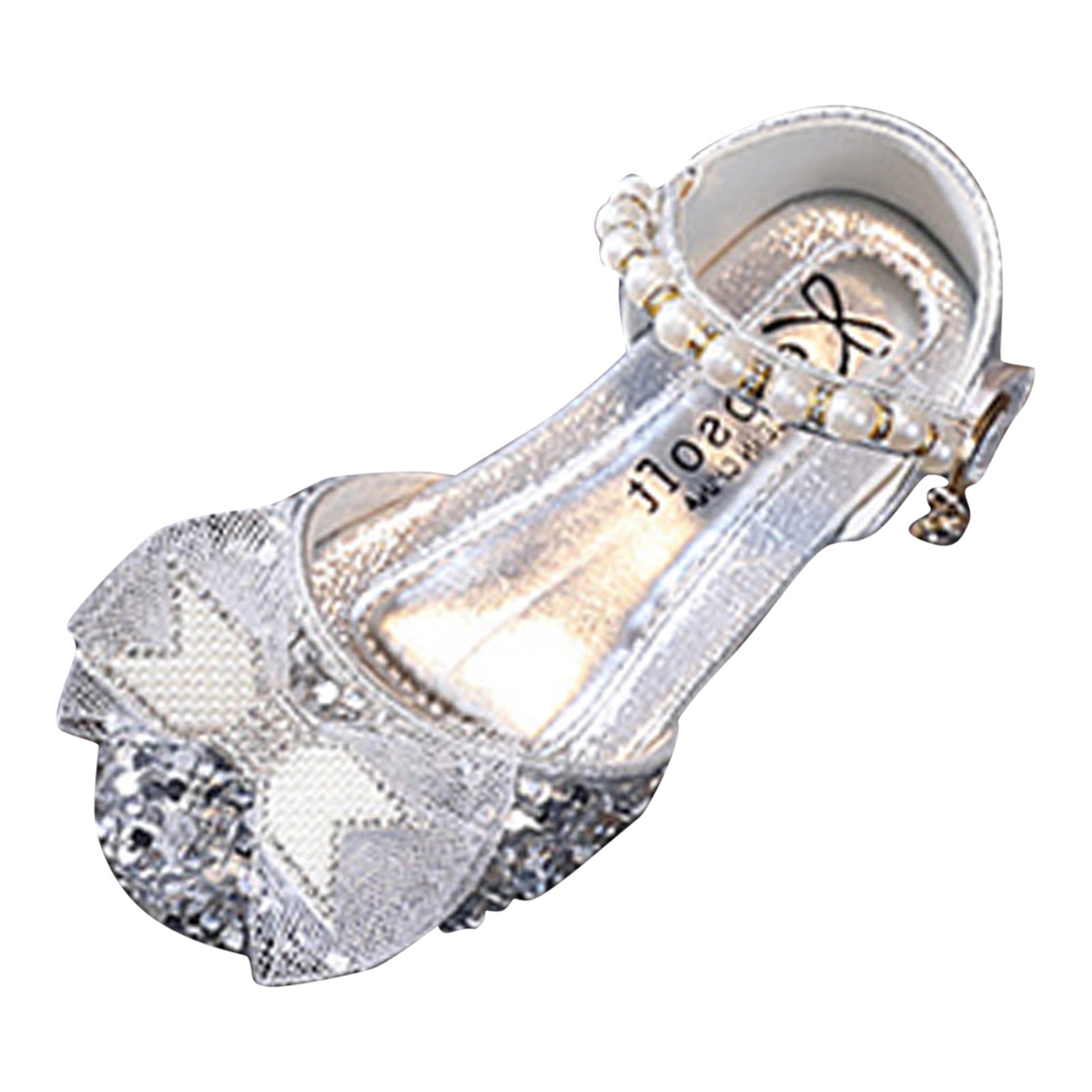 Sngxgn Kids Girls Dress Shoes Glitter Princess Sandal(Silver,3-3.5 Y ...