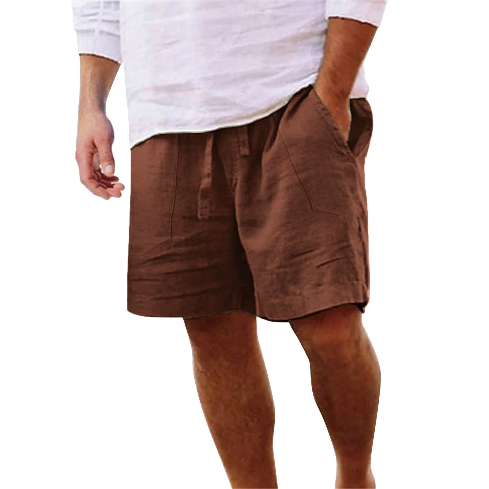 Sngxgn Men's Shorts Casual Elastic Waist Drawstring Summer Beach Shorts ...