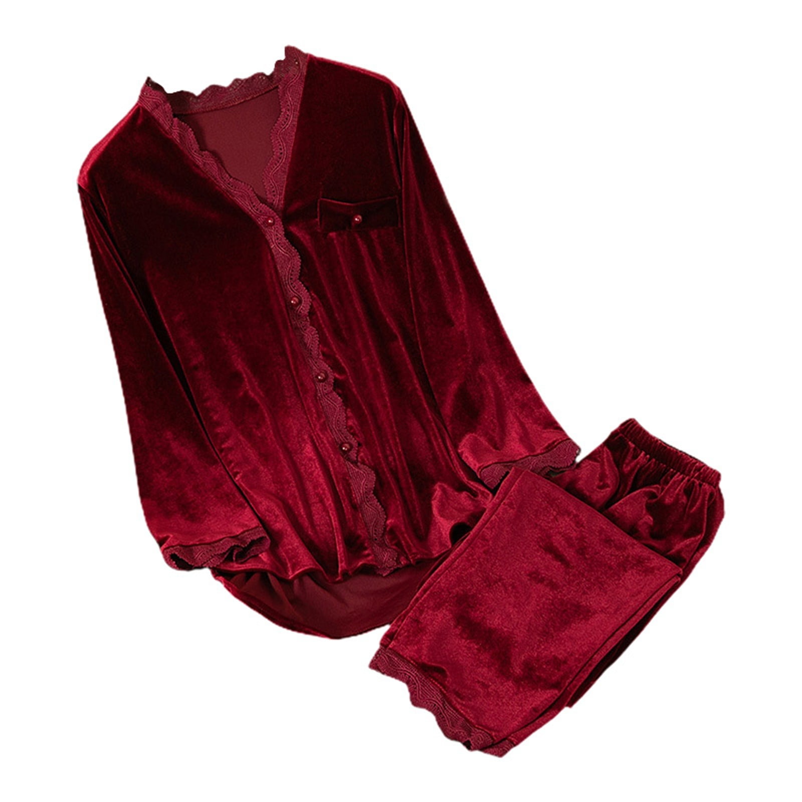 Sngxgn Pajamas for Women Pajama Set With Long Sleeve Button-up Pajamas ...