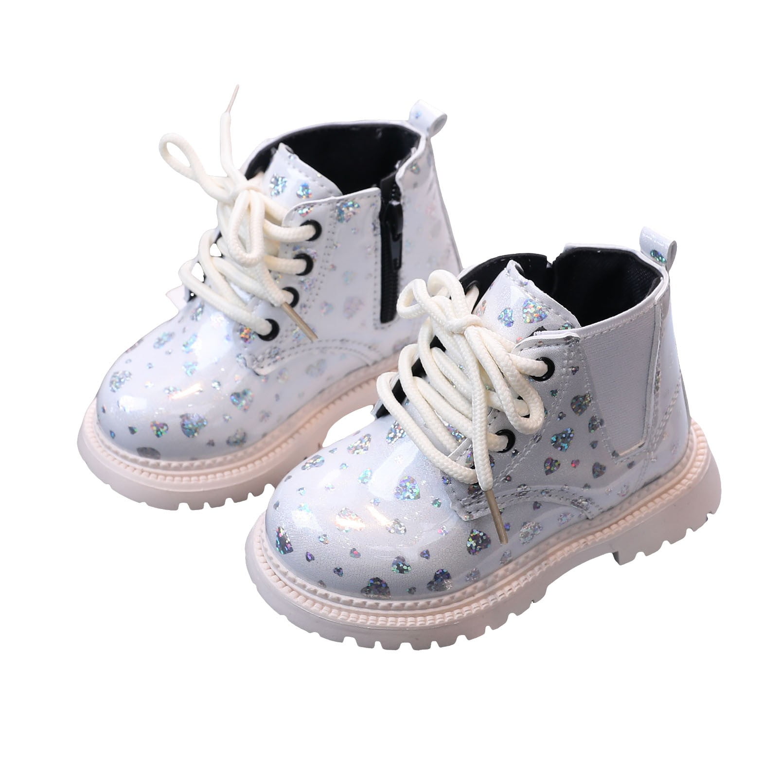 Sngxgn Toddler Little Boys Girls Lace-Up Boots Side Zip Ankle Boots ...