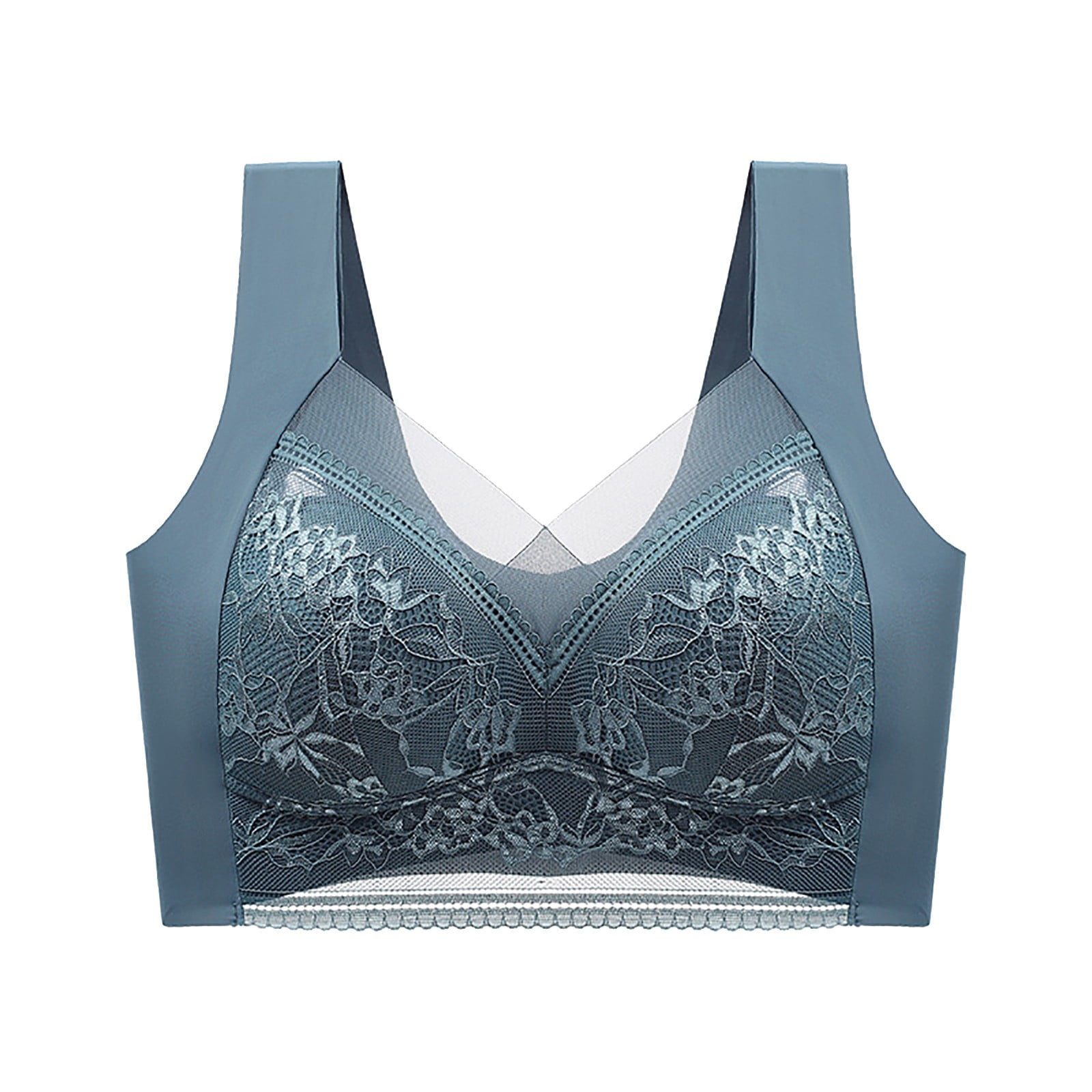 Sngxgn Wireless Underwire Bra, Push- up Bra, Moderate Coverage(Blue ...