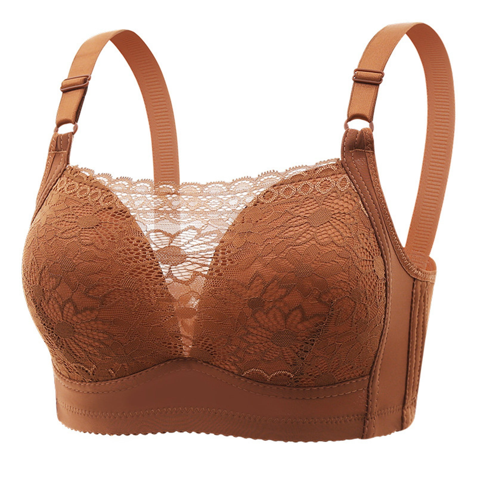 Sngxgn Wireless Underwire Bra, Push- up Bra, Moderate Coverage(Brown,36 ...