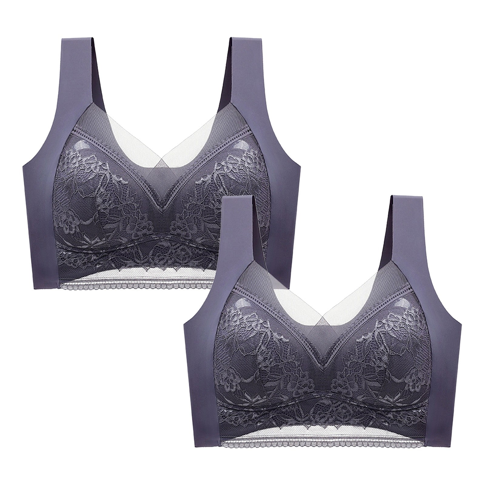 Sngxgn Wireless Underwire Bra, Push- up Bra, Moderate Coverage(Grey,L ...