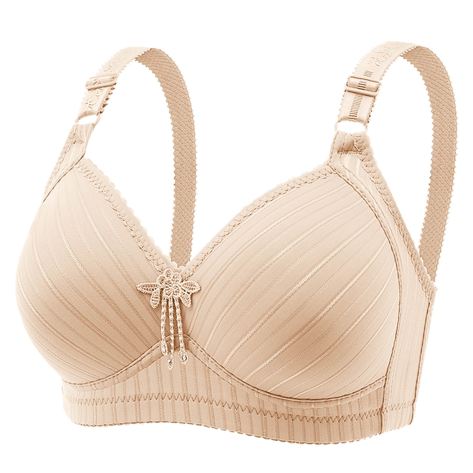 Sngxgn Wireless Underwire Bra, Push- up Bra, Moderate Coverage(Khaki,40 ...