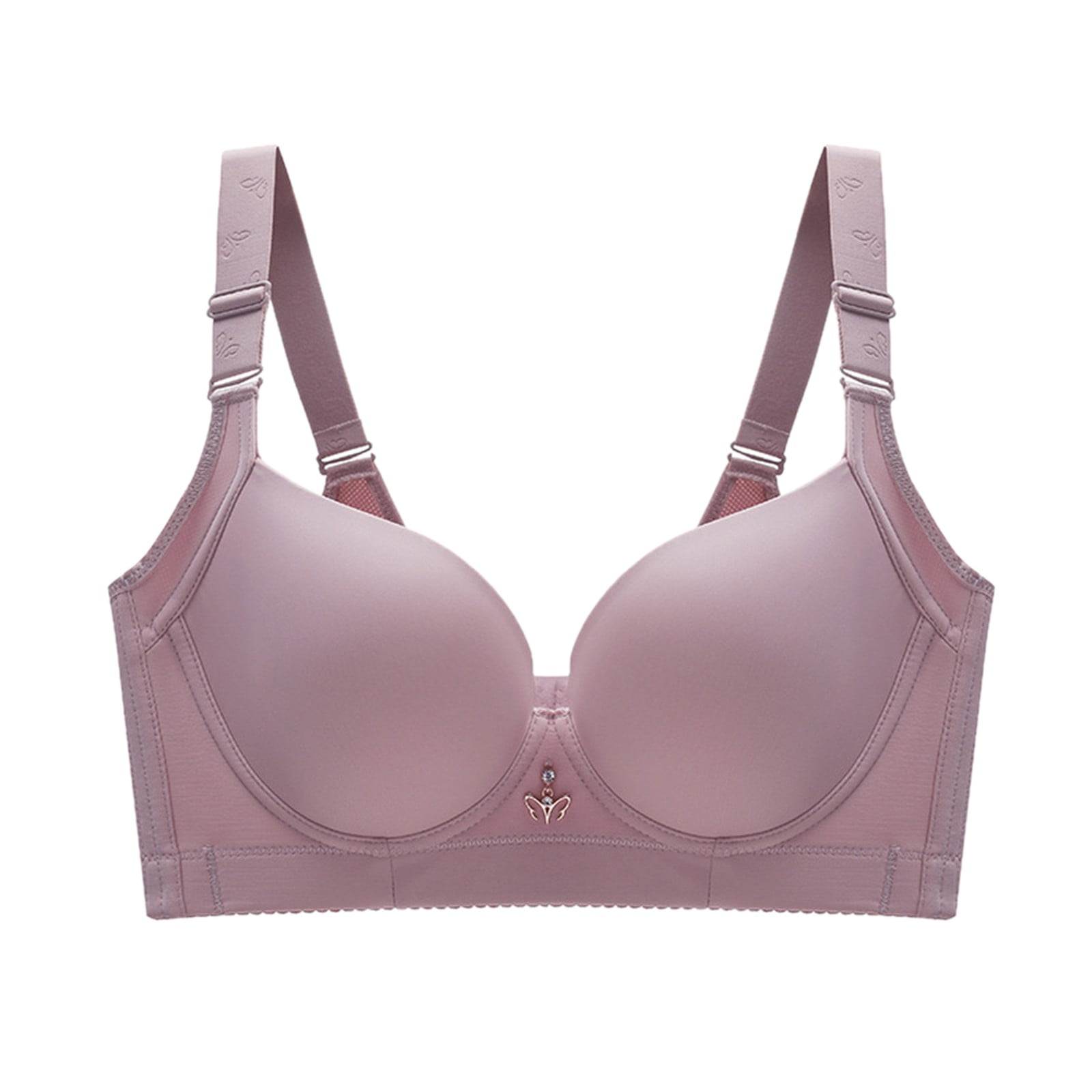 Sngxgn Wireless Underwire Bra, Push- up Bra, Moderate Coverage(Purple ...
